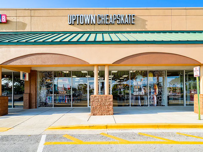 The retail equivalent of finding a $20 bill in your pocket! Uptown Cheapskate's inviting storefront promises fashion treasures without the treasure hunt price tag.