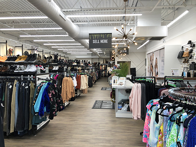 Welcome to fashion paradise! Uptown Cheapskate's bright, spacious interior feels more like an upscale boutique than a secondhand shop.