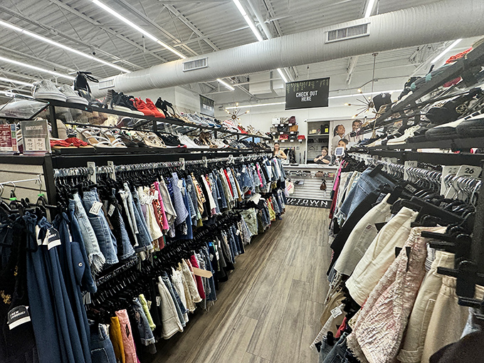 Welcome to fashion paradise! Uptown Cheapskate's bright, spacious interior feels more like an upscale boutique than a secondhand shop.