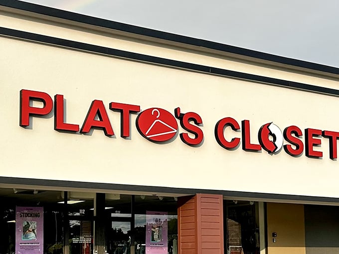 The unassuming storefront of fashion dreams. Plato's Closet in Poughkeepsie might look modest, but inside awaits a treasure trove of style bargains.