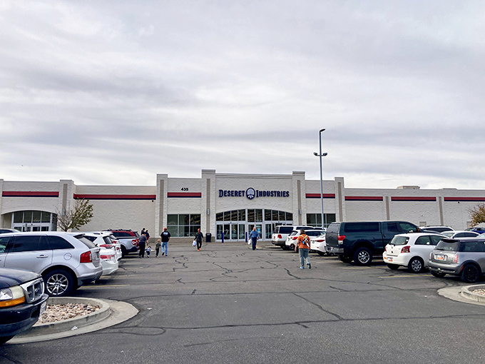 The white facade of Deseret Industries stands like a beacon of bargain hope for thrifters across Northern Utah.