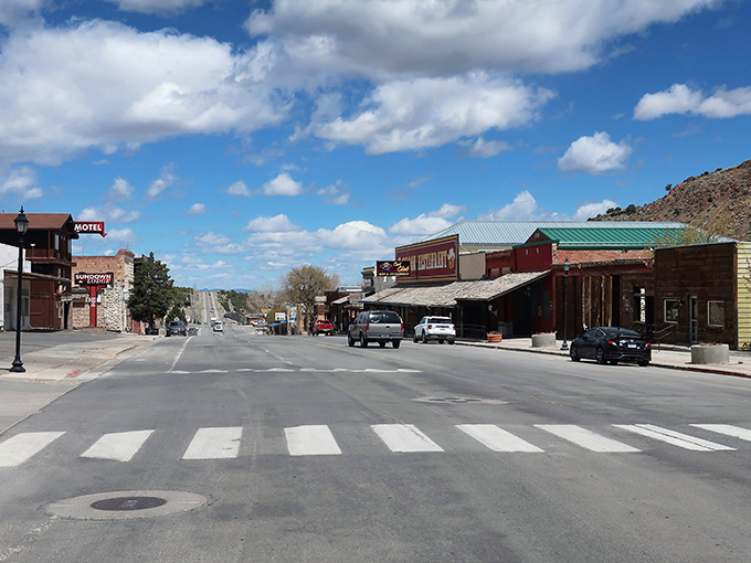 Eureka's main street stretches into the distance like a time portal to Nevada's silver-mining heyday.