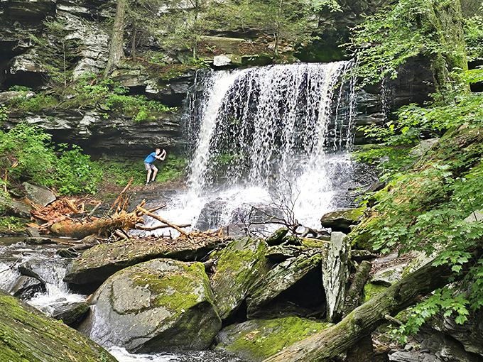 Nature's own masterpiece &ndash; a waterfall framed by ancient rock walls and vibrant greenery. Pennsylvania's version of paradise found.