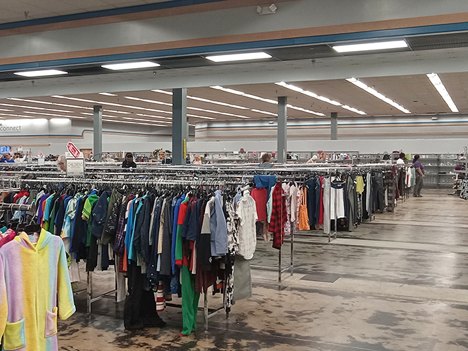 Treasure hunting begins here! Row after row of clothing stretches toward the horizon like a retail sea of possibilities waiting to be discovered.