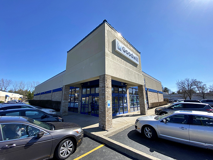 The unassuming exterior of Goodwill NYNJ on Western Avenue hides a treasure trove within, like finding a secret passage to retail nirvana.