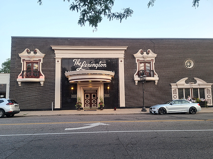 Elegant white trim frames The Lexington's classic fa&ccedil;ade, welcoming generations of Minnesotans through its iconic doors.