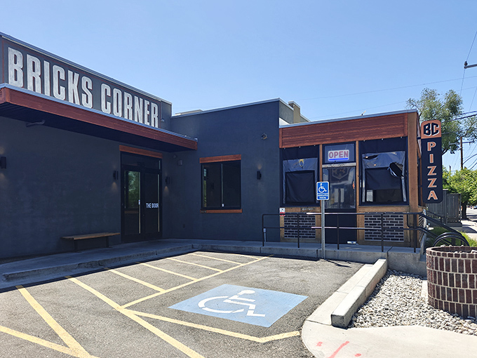 The unassuming exterior of Bricks Corner proves once again that the best pizza joints don't need flashy facades&mdash;just the promise of perfection inside.