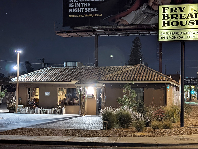 The Fry Bread House stands humbly against the Arizona sky, its James Beard Award proudly displayed—proof that culinary treasures often hide in plain sight.