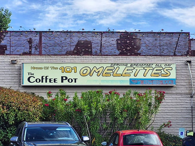 The iconic sign says it all - 101 omelets await inside this Sedona landmark where breakfast dreams come true daily.