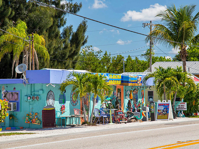 Technicolor dreams come true at this turquoise art gallery, where Florida's vibrant spirit is painted onto every available surface.