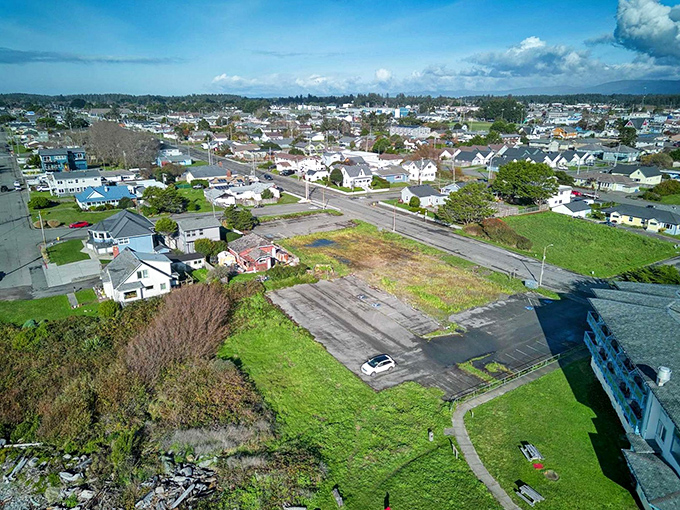 Crescent City sprawls beneath blue skies, where modest homes with ocean views don't require tech mogul salaries. California coastal living without the coastal price tag.