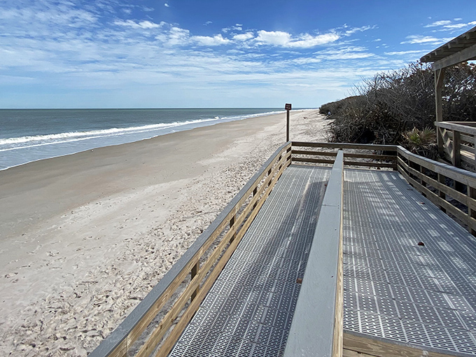 Nature's welcome mat unfurls along this wooden boardwalk, inviting you to leave footprints only, take memories only.