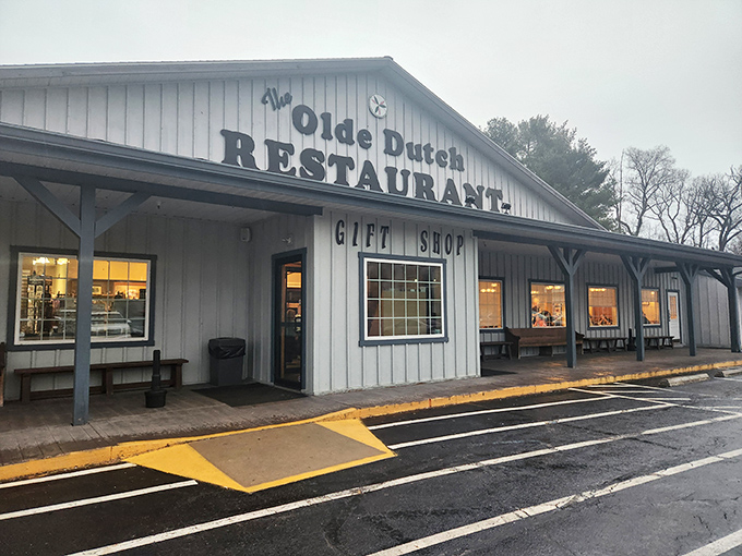 The Olde Dutch Restaurant stands like a welcoming barn-turned-culinary-shrine against the Hocking Hills skyline. Simple, unpretentious, and promising deliciousness within.
