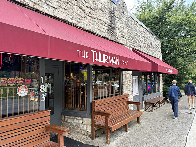 The modest exterior of The Thurman Caf&eacute; in Columbus&rsquo; German Village conceals burger legend beneath its burgundy awning. For devoted food pilgrims, this is your holy ground.