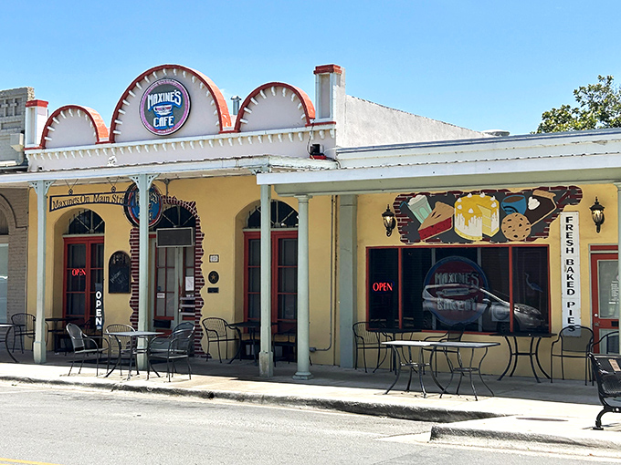 The charming facade of Maxine's beckons like a yellow-brick-road promise of breakfast nirvana. Those scalloped arches aren't just architectural details&mdash;they're gateways to pancake paradise.
