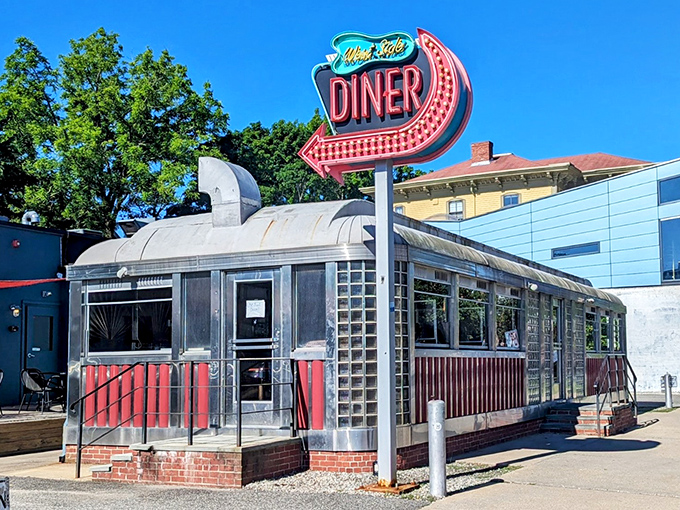 A gleaming silver bullet of culinary comfort nestled in Providence's urban landscape, promising timeless flavors and nostalgic charm.