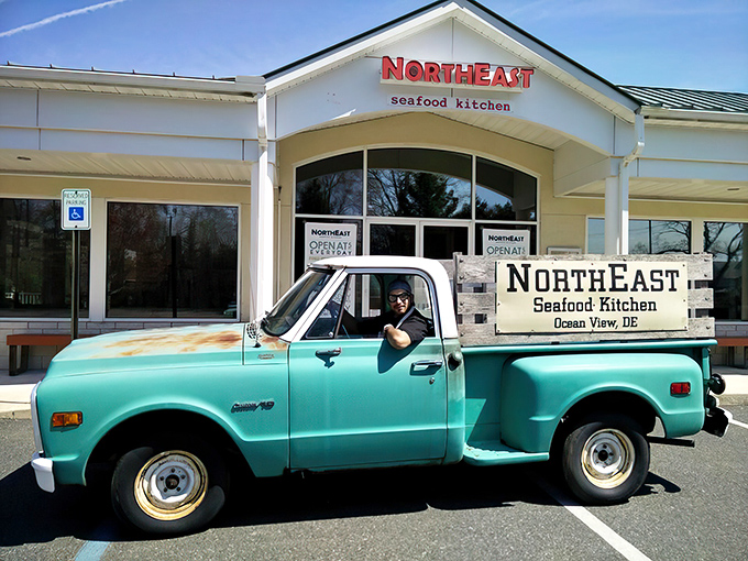 The iconic turquoise pickup truck outside Northeast Seafood Kitchen isn't just Instagram bait&mdash;it's a rolling promise of seafood that makes New Englanders nod with respect.