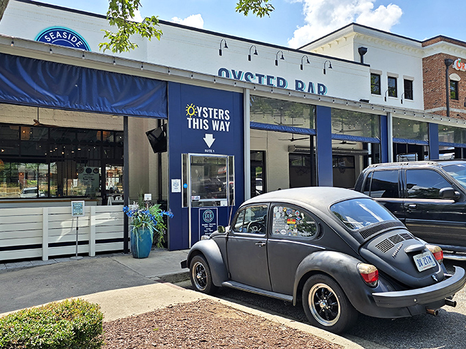 "Oysters This Way" proclaims the sign, as if you needed any more convincing to follow the siren call of fresh seafood.