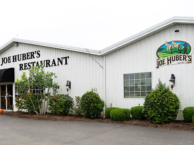 The white farmhouse exterior of Joe Huber's promises what every comfort food lover dreams of: a place where calories don't count and memories are made.