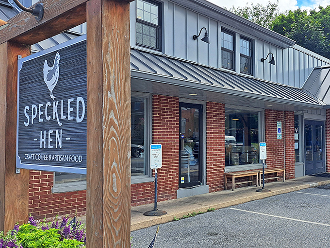 The wooden-framed sign greets you like an old friend, and before you even cross the threshold, Speckled Hen&rsquo;s rustic charm has already worked its magic.