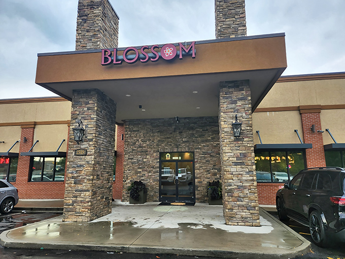 The stone pillars flanking Blossom Buffet's entrance aren't just architectural flair&mdash;they're sentinels guarding a treasure trove of culinary delights inside.