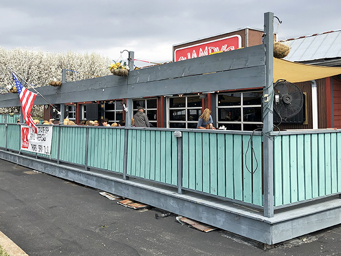 The outdoor patio proves that good chicken tastes even better with a side of Tennessee sunshine and fresh air.