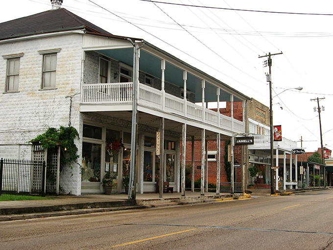 Historic storefronts line Breaux Bridge's main street, where time slows down and conversations with strangers become the day's main attraction.