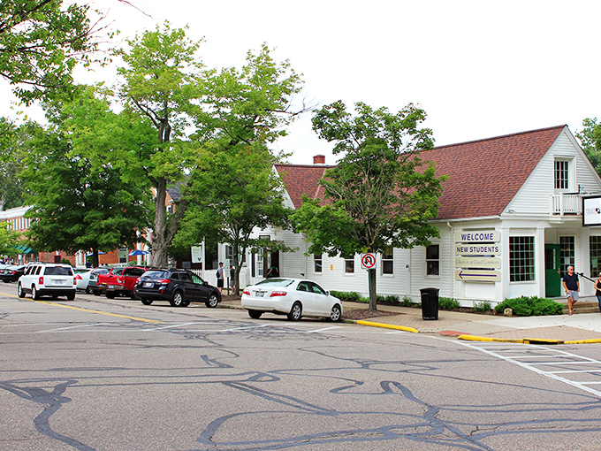 Downtown Gambier welcomes visitors with classic small-town charm. White clapboard buildings and leafy streets create the perfect setting for an afternoon of unhurried exploration.
