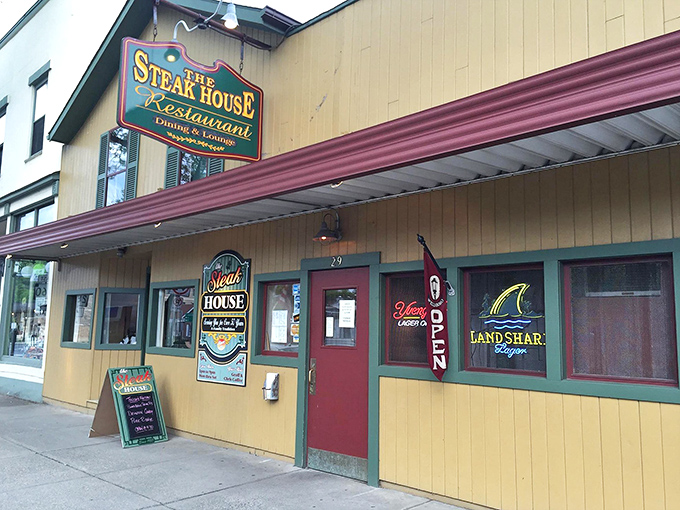 That classic neon sign beckons hungry travelers like a lighthouse for the famished. No pretentious farm-to-table manifesto needed&mdash;just the promise of serious steak.