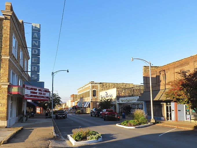 The iconic Landers Theater marquee stands as a beacon of small-town entertainment, where movie tickets won't require a second mortgage.