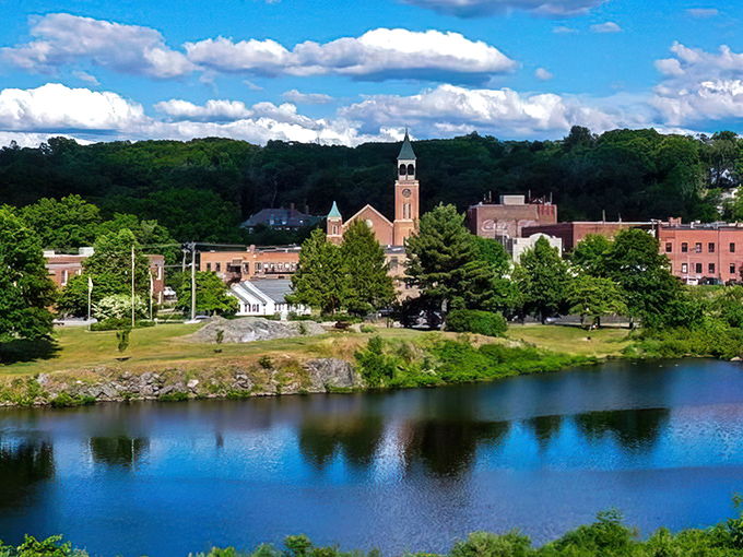 The Quinebaugh River reflects Putnam's charm better than any Chamber of Commerce brochure ever could.