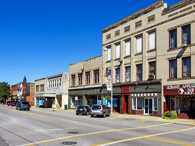 Historic brick buildings line Ashtabula's Main Street, where time moves slower and your dollar stretches further than your imagination thought possible.