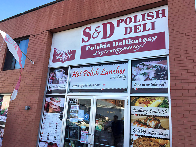 The brick facade of S&D Polish Deli stands like a culinary embassy in Pittsburgh's Strip District, promising authentic flavors that transport you straight to Warsaw.