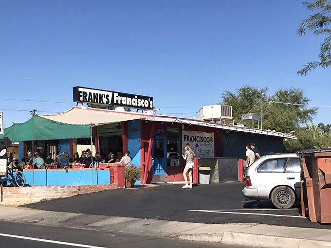 The unassuming exterior of Frank's Restaurant hides culinary treasures within, like finding a winning lottery ticket in your old jeans pocket.