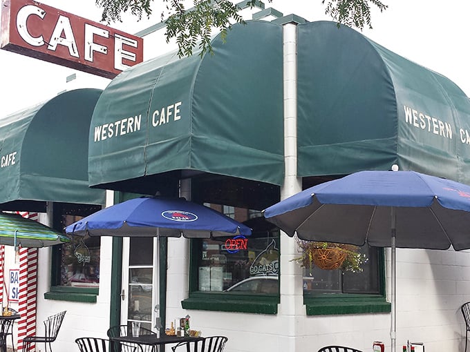 Western Caf&eacute;'s exterior welcomes you with its unpretentious charm &ndash; those green awnings have sheltered generations of diners from Montana's mercurial weather.