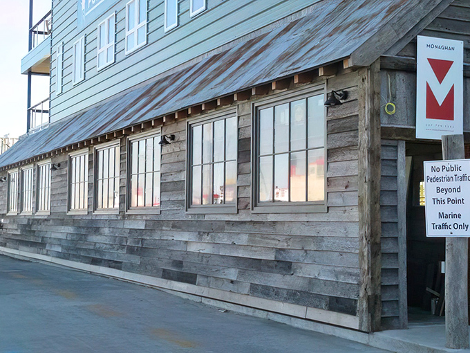 The weathered wooden exterior of Scales isn't trying to impress you—until you taste what's inside. Maine's working waterfront heritage in architectural form.