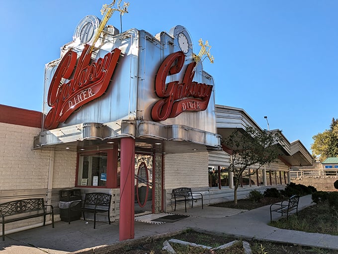 Even without the lights on, this retro sign shines with vintage charm&mdash;promising classic diner vibes where time slows down and comfort food takes center stage.