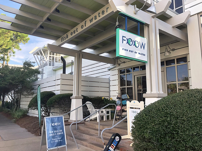 Where coastal elegance meets culinary magic - this entrance isn't just an invitation to dinner, it's a gateway to memorable Gulf Coast flavors.