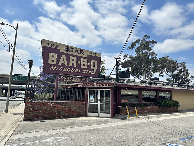 That iconic purple and beige sign has been stopping traffic on Sepulveda Boulevard for decades. Missouri-style BBQ in the heart of the Valley? Yes, please!
