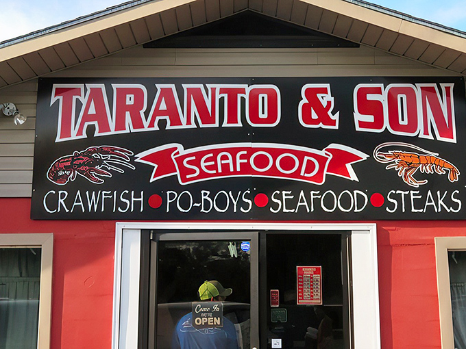 Taranto & Son doesn&rsquo;t whisper&mdash;it shouts seafood with a bold sign and a promise of crawfish, po&rsquo;boys, and plenty more inside.
