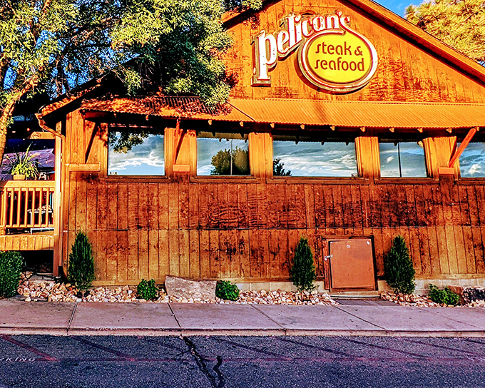 Bathed in golden New Mexico sunlight, Pelican's weathered timber facade feels like a coastal shack that took a wrong turn at Albuquerque&mdash;and thankfully stayed.