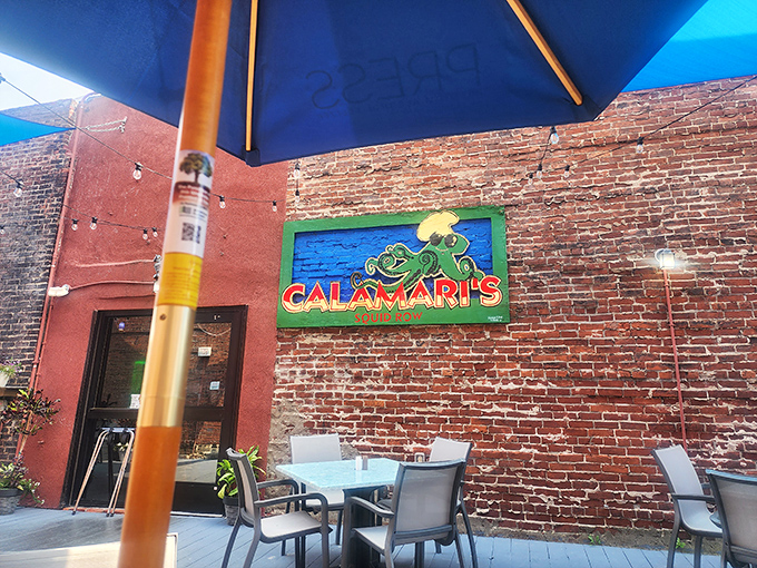 The patio at Calamari&rsquo;s brings Erie a splash of color and a laid-back charm&mdash;the perfect spot for good food, cold drinks, and easy conversation.