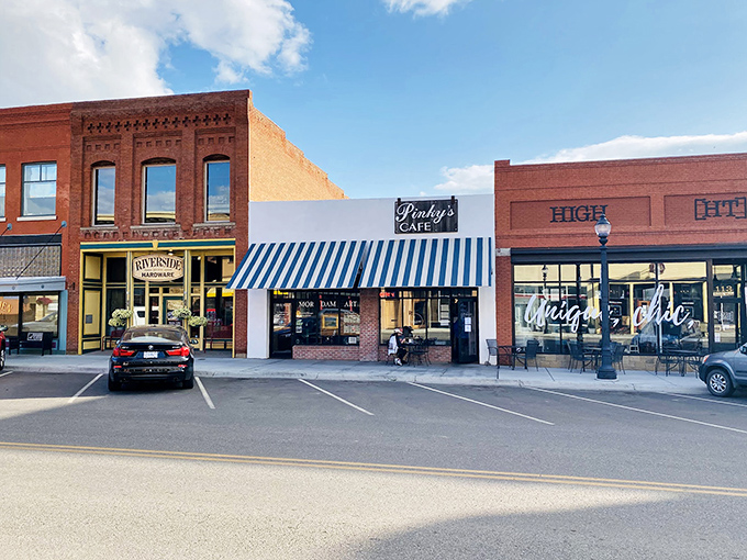Pinky's blue and white striped awning stands out like a breakfast beacon on Livingston's historic Main Street, promising comfort food salvation to hungry Montana souls.
