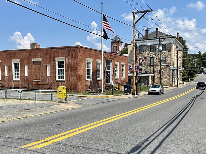 Fayetteville's historic post office stands proudly alongside the town's classic architecture, where mail still arrives without a single spam filter needed.