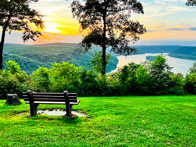 This peaceful overlook above the Susquehanna River proves that sometimes, the best views in life come with a seat and a sunset.