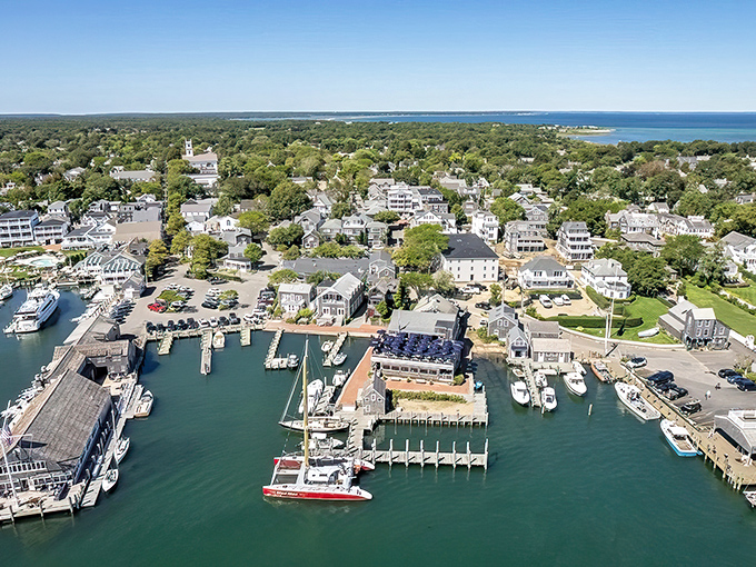 A bird's-eye view reveals Edgartown's perfect marriage of land and sea&mdash;where sailboats nestle in their slips like expensive toys in a millionaire's bathtub.