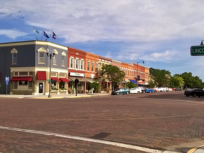 Lindsborg's Main Street could double as a movie set&mdash;brick streets, colorful storefronts, and Swedish flags fluttering in the Kansas breeze.