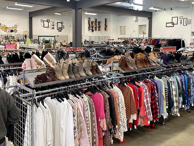 Racks on racks on racks! Where fashion dreams get their second act and boots line up like hopeful contestants on a reality show.