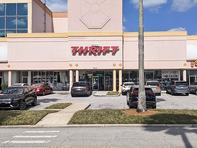Parked cars line up like eager shoppers waiting their turn at this thrifting mecca. Behind that modest fa&ccedil;ade lies a universe where yesterday's castoffs become tomorrow's conversation pieces.