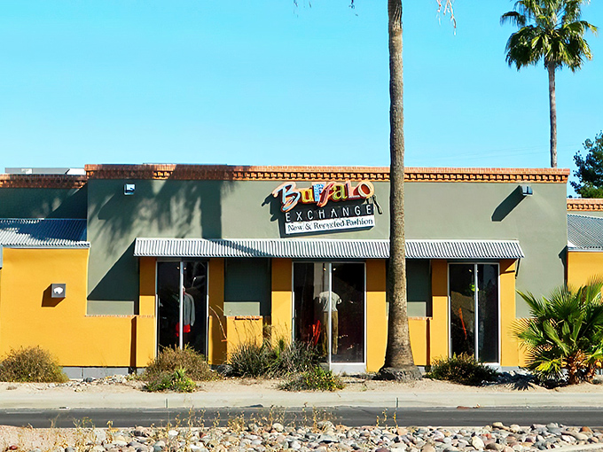 This angle reveals the welcoming storefront where fashion treasures await &ndash; your wallet's new best friend.